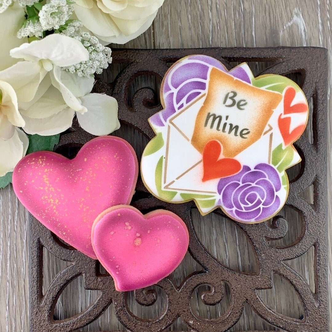 Valentines Envelope Cookie Stencil - 5 Layer Stencil Comes With Sayings ...