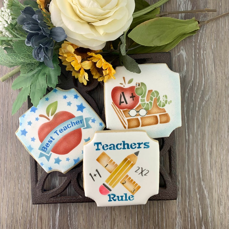 Bookworm Cookie Stencil - 3 Layer Stencil - Etsy