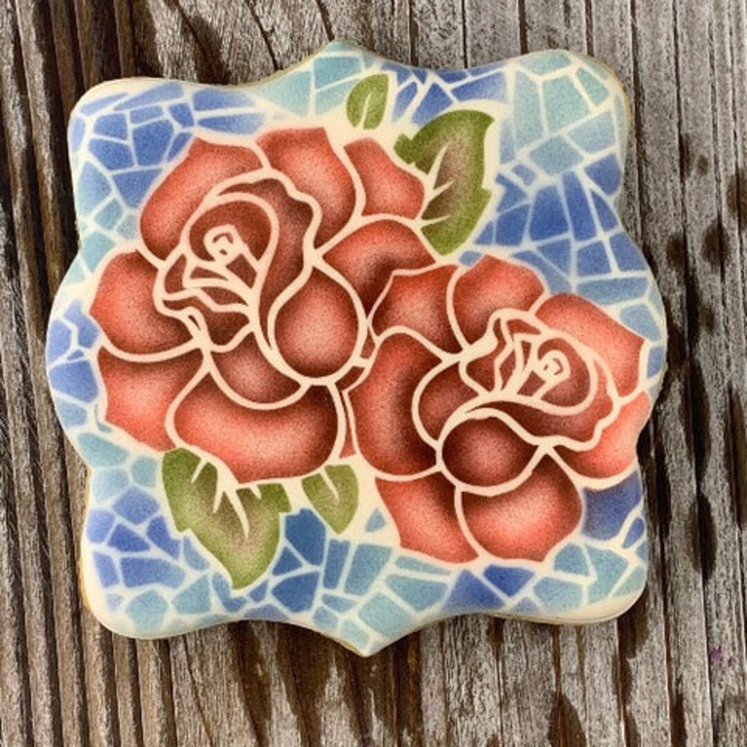Stained Glass Rose Cookie Stencil 3 Layer Stencil - Etsy