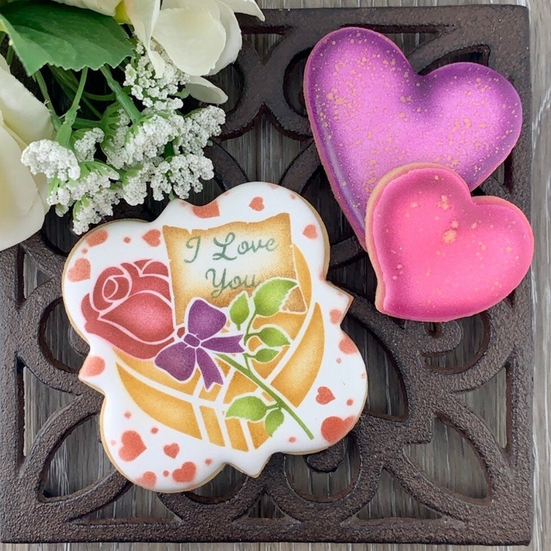 Candy Box Cookie Stencil - 5 Layer Stencil - Comes With the Sayings: (be Mine, I Love You ...