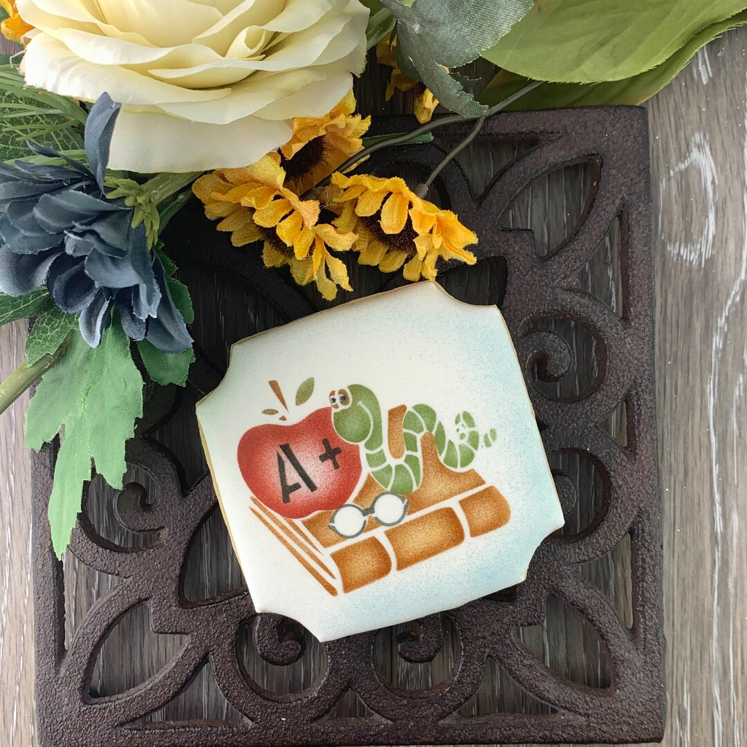 Bookworm Cookie Stencil - 3 Layer Stencil - Etsy