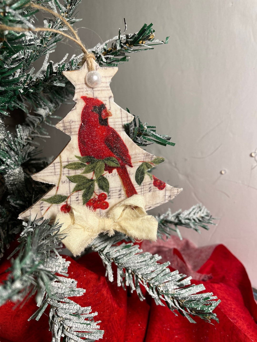 Red Cardinal Christmas Ornaments Set of 3, - Etsy