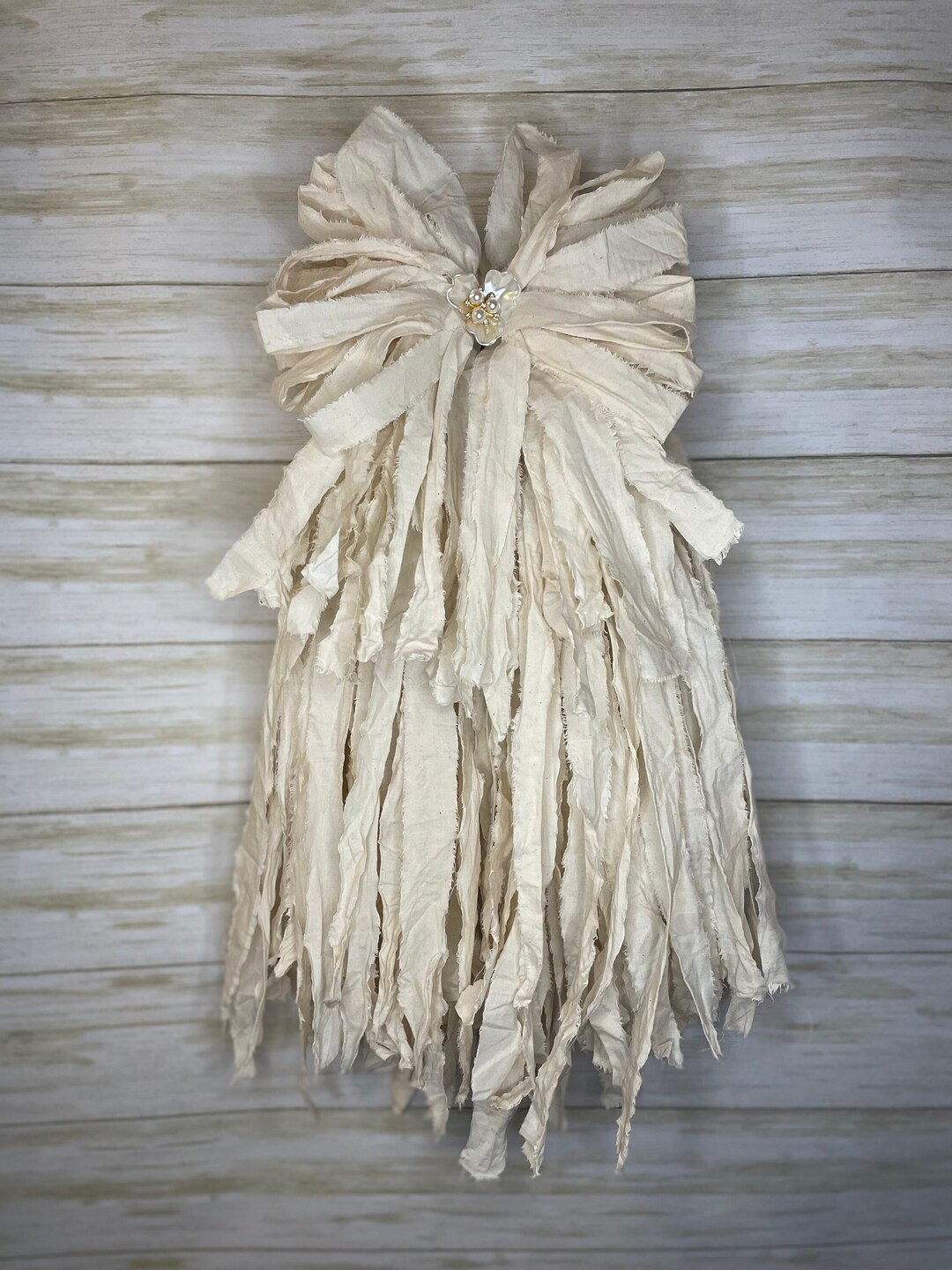 Muslin Rag Bow. Large Neutral Rag Bow - Etsy