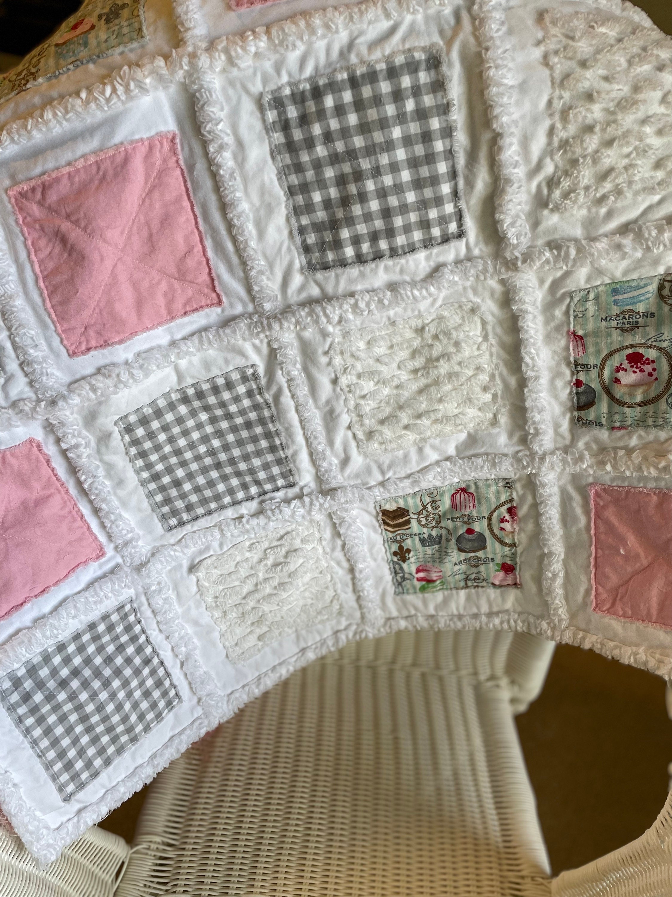 Pink and Gray Rag Quilt - Etsy