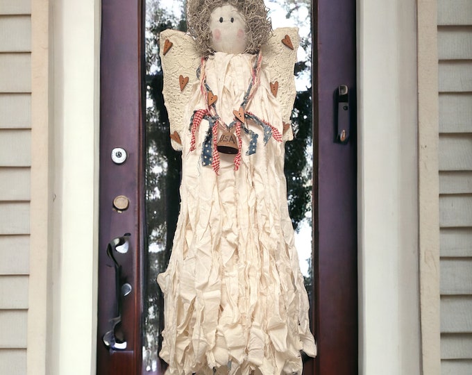 Patriotic Rag Angel. Americana Rag Doll, Door Decor - Etsy