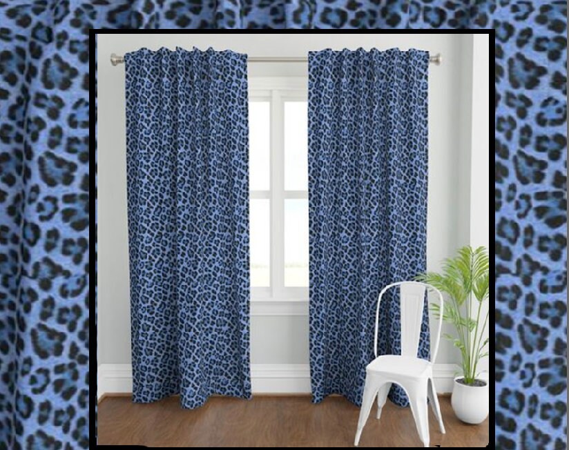 BLUE LEOPARD Print FABRIC Prints on a Variety of Fabric - Etsy