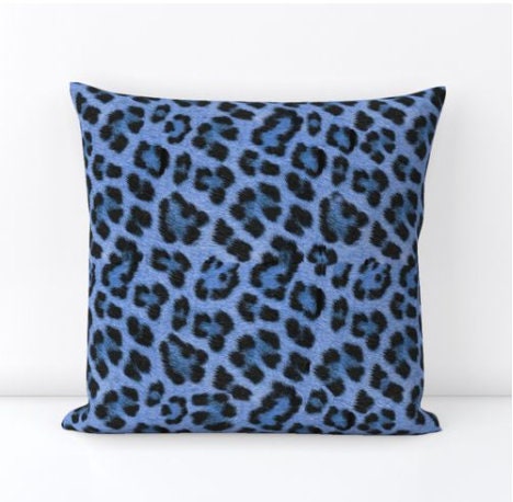 BLUE LEOPARD Print FABRIC Prints on a Variety of Fabric - Etsy