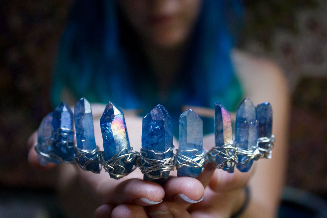 Raw Crystal Crown / Quartz Tiara / Bridal Crystal Crown / Bohemian ...