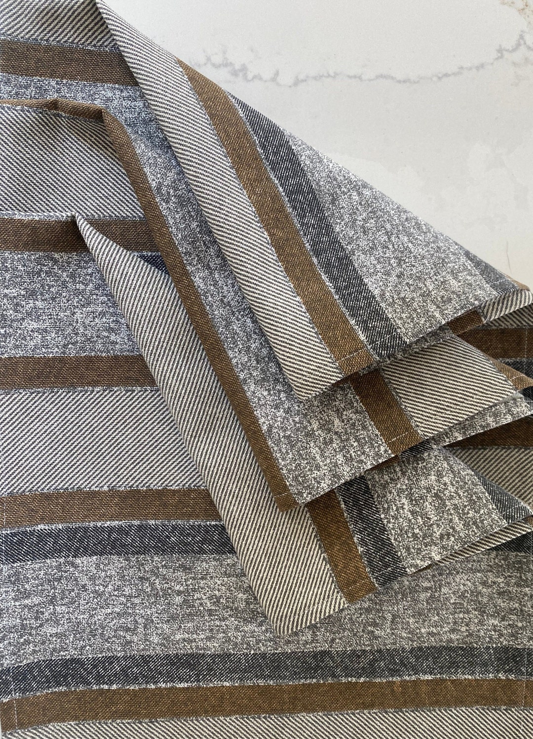 Striped Cotton Dish Towels, Kitchen Cloths, Set of 3, Natural Colors ...