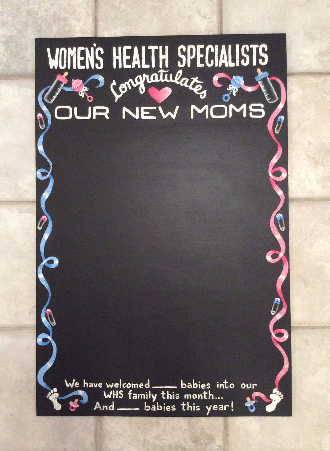 Custom chalkboard sample for hospital's newborn dept. | Etsy