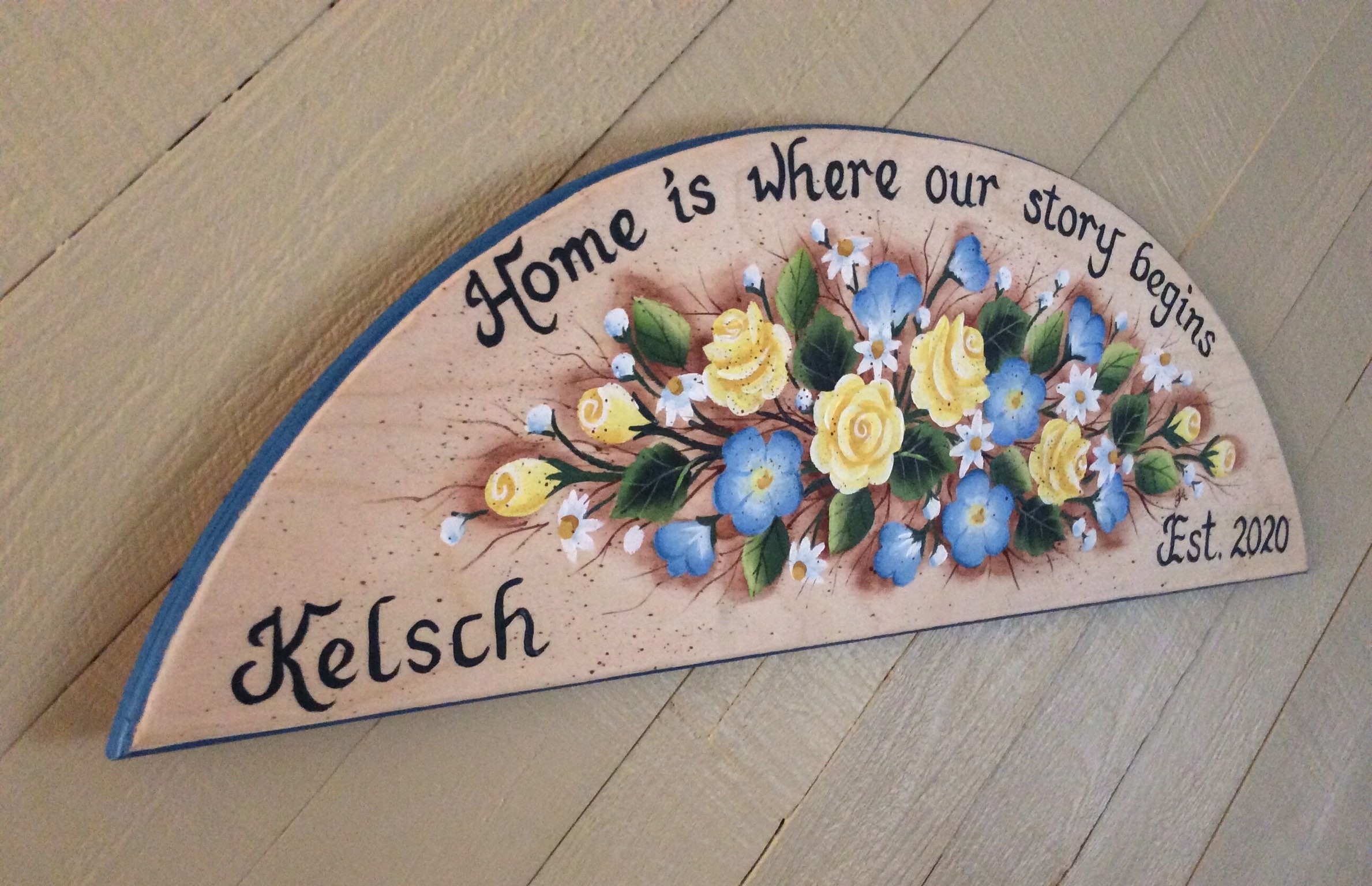 Wooden Arch Plaque made to order Your choice colors flower | Etsy