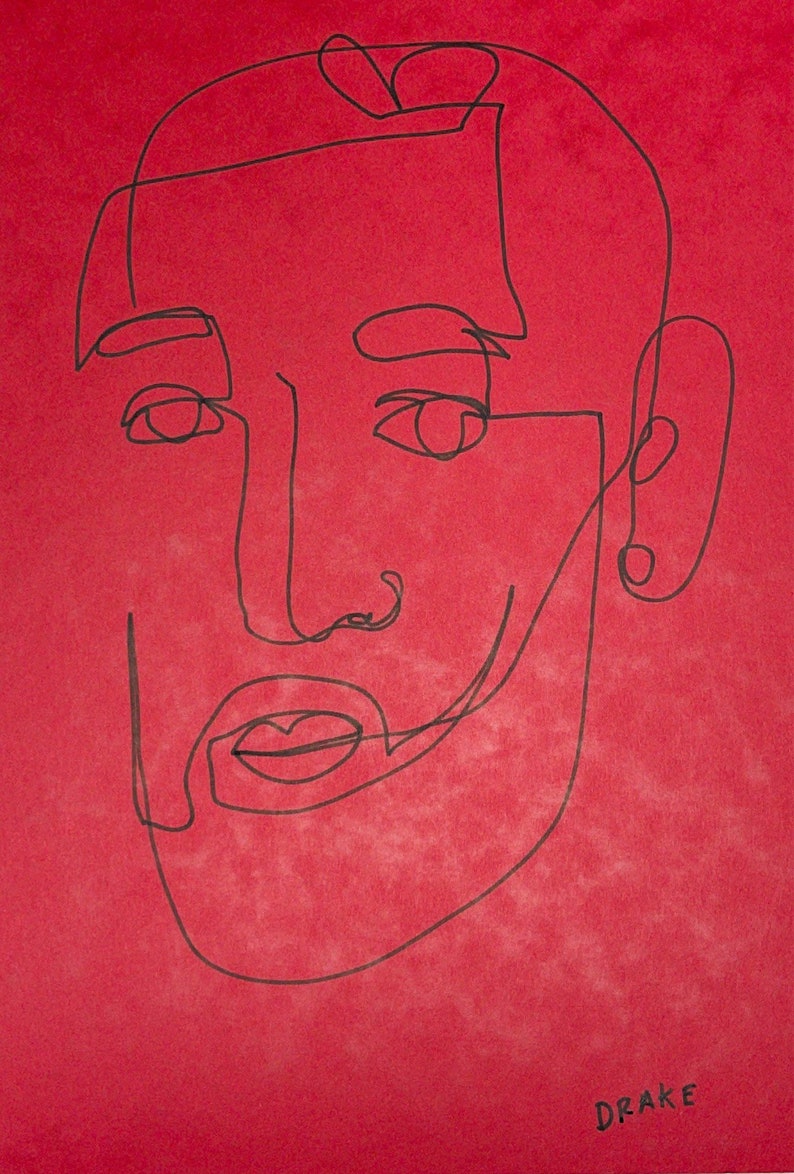 One Line Drawing Of Drake Etsy Hong Kong