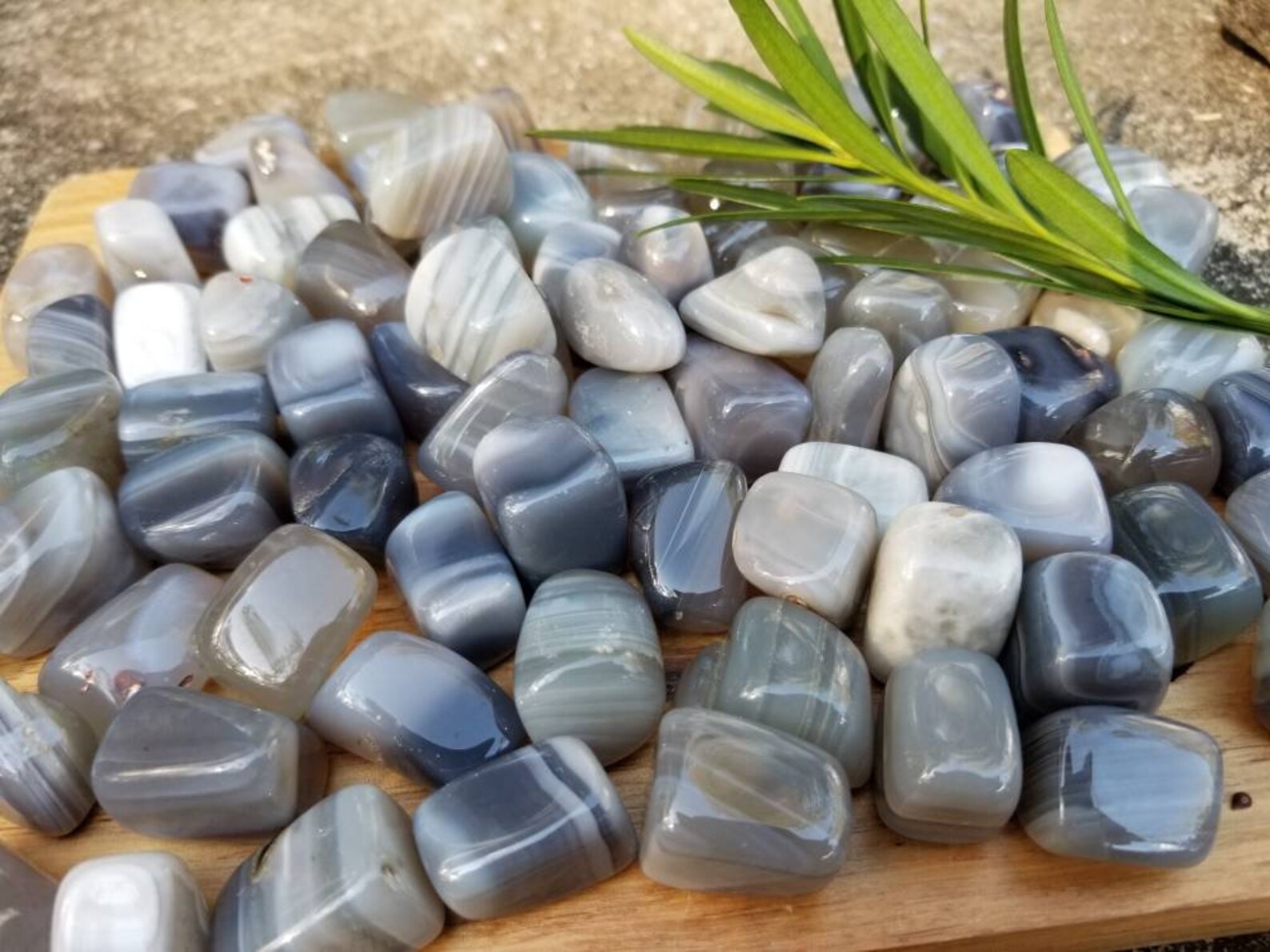 Blue Gray Agate Tumbled Stones | Etsy