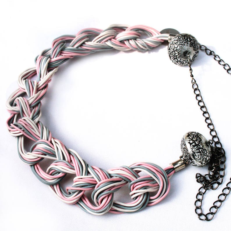 Upcycled Statement Necklace. Upcycled Jewelry. White and Pink - Etsy UK