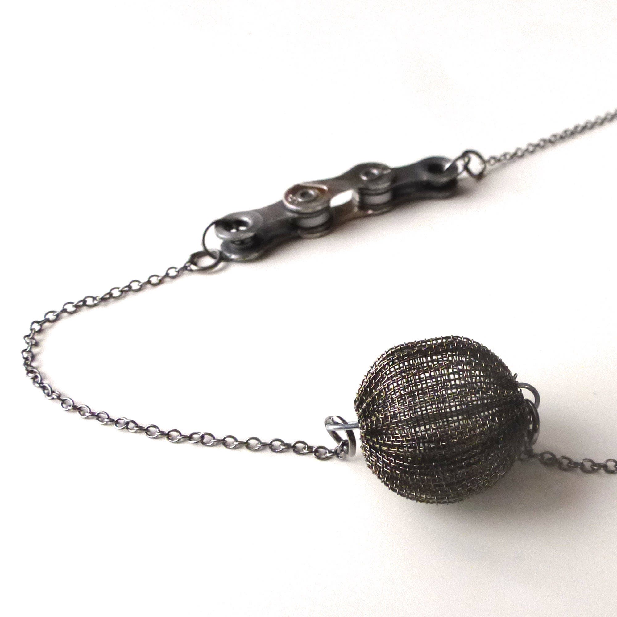 Metal Necklace Made From Recycled Bicycle Chain. Bike Chain Jewelry ...