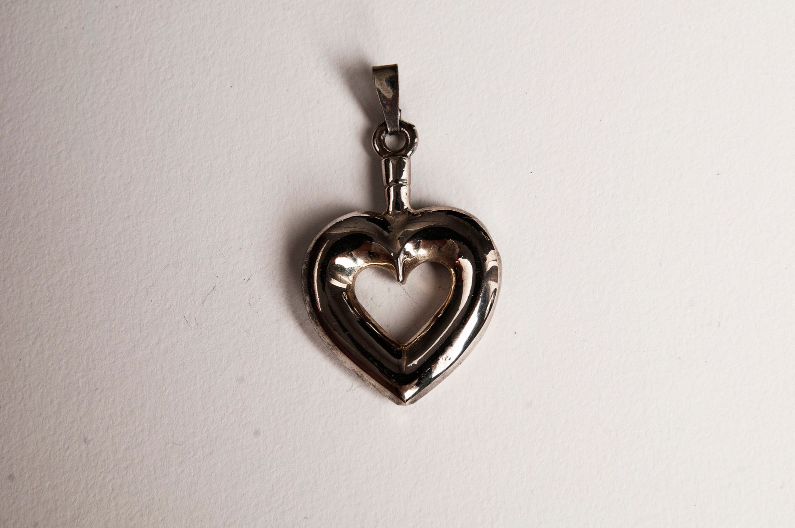Vintage Silver Tone Metal Modernist Solid Heart With Cut Out - Etsy