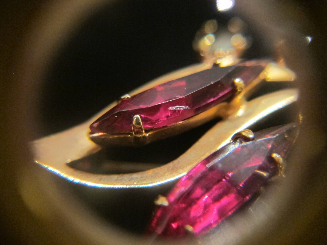 Vintage Marquise Magenta Berry Pink and Round Smoke Smoky Grey | Etsy