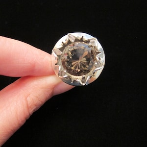 Vintage Mexico Mexican Sterling Silver Large Round Cut Smoky Quartz 6 ...