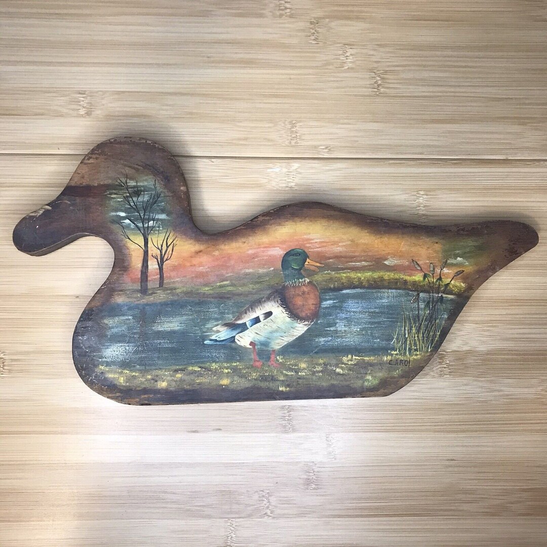 Vintage Wooden Mallard Duck Hand-painted Plaque Wall Decor - Etsy