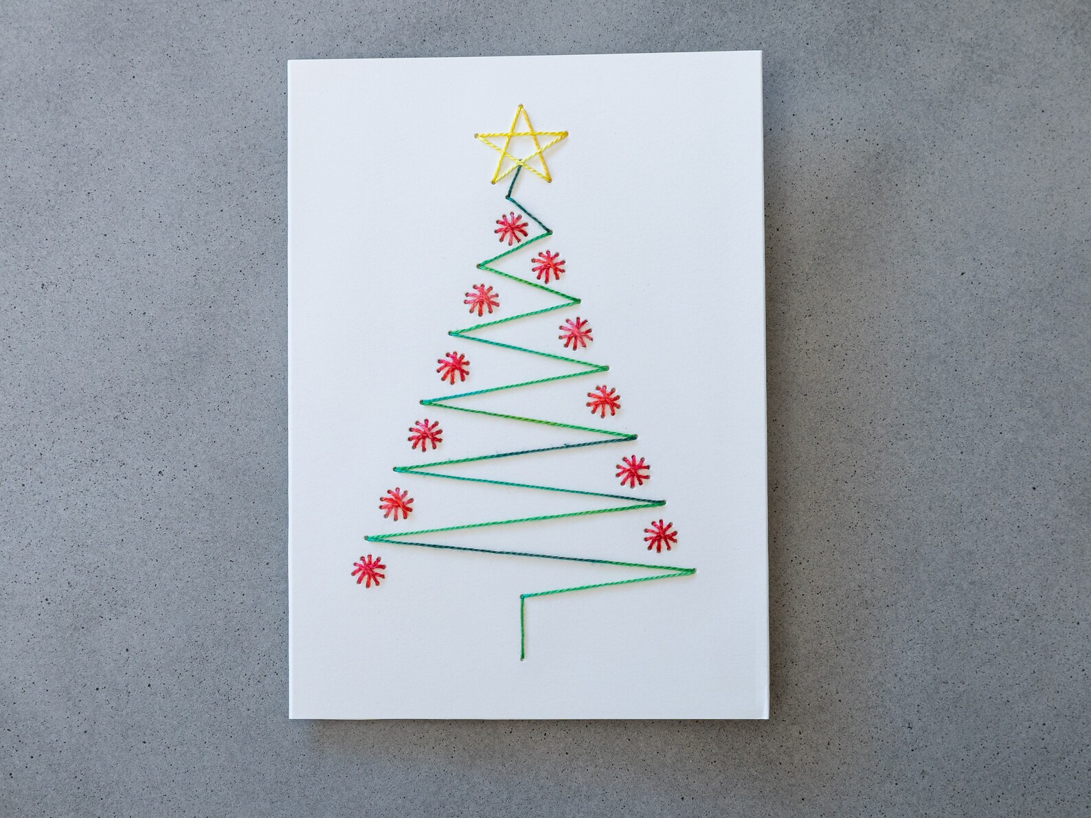 Christmas Card String Art Tree Hand Stitched Blank Inside - Etsy