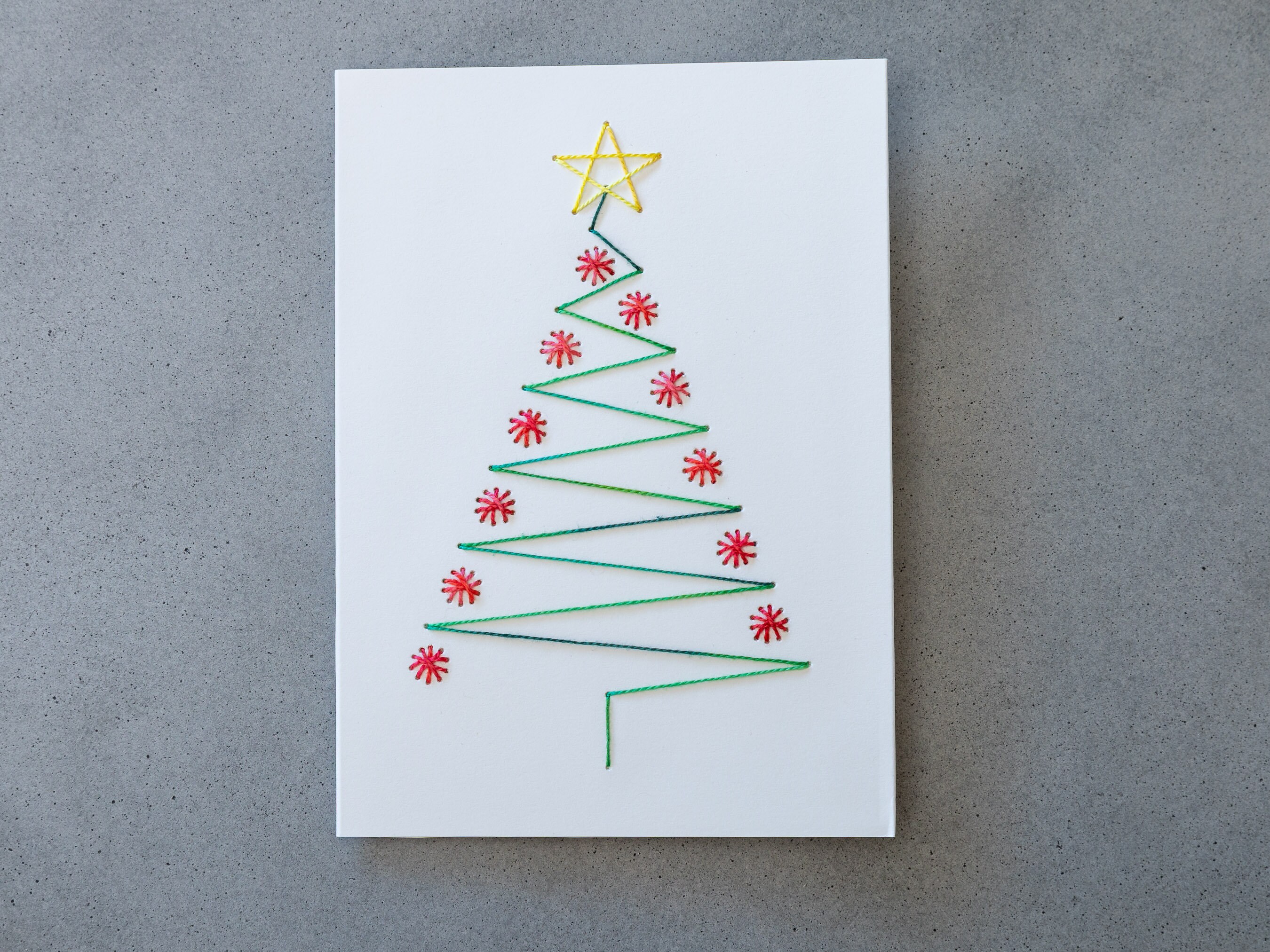 Christmas Card String Art Tree Hand Stitched Blank Inside - Etsy