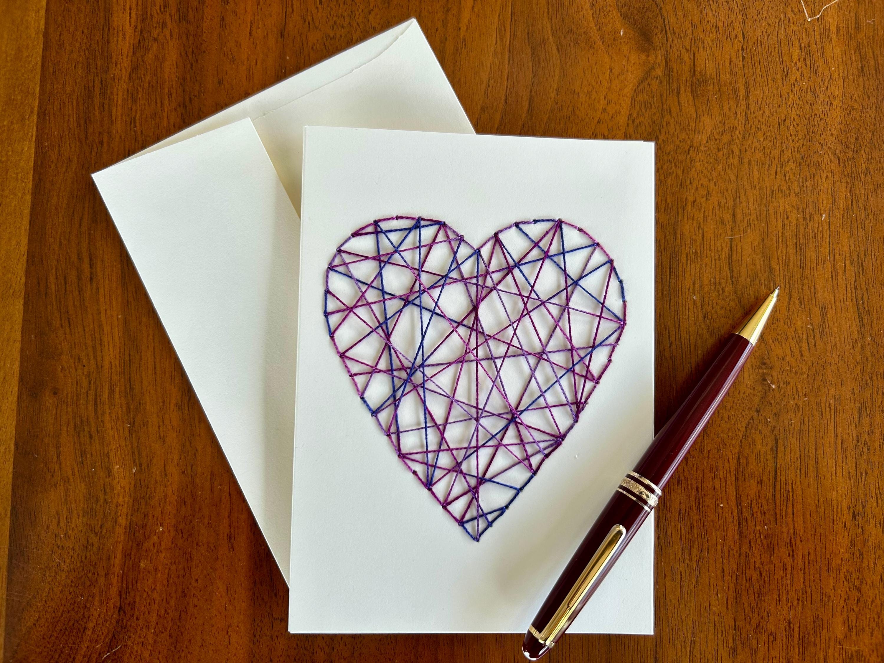 Heart String Art Greeting Card - All Occasion - Purples - Blank Inside ...
