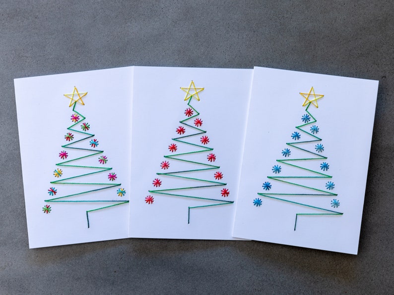 Christmas Card String Art Tree Hand Stitched Blank Inside - Etsy