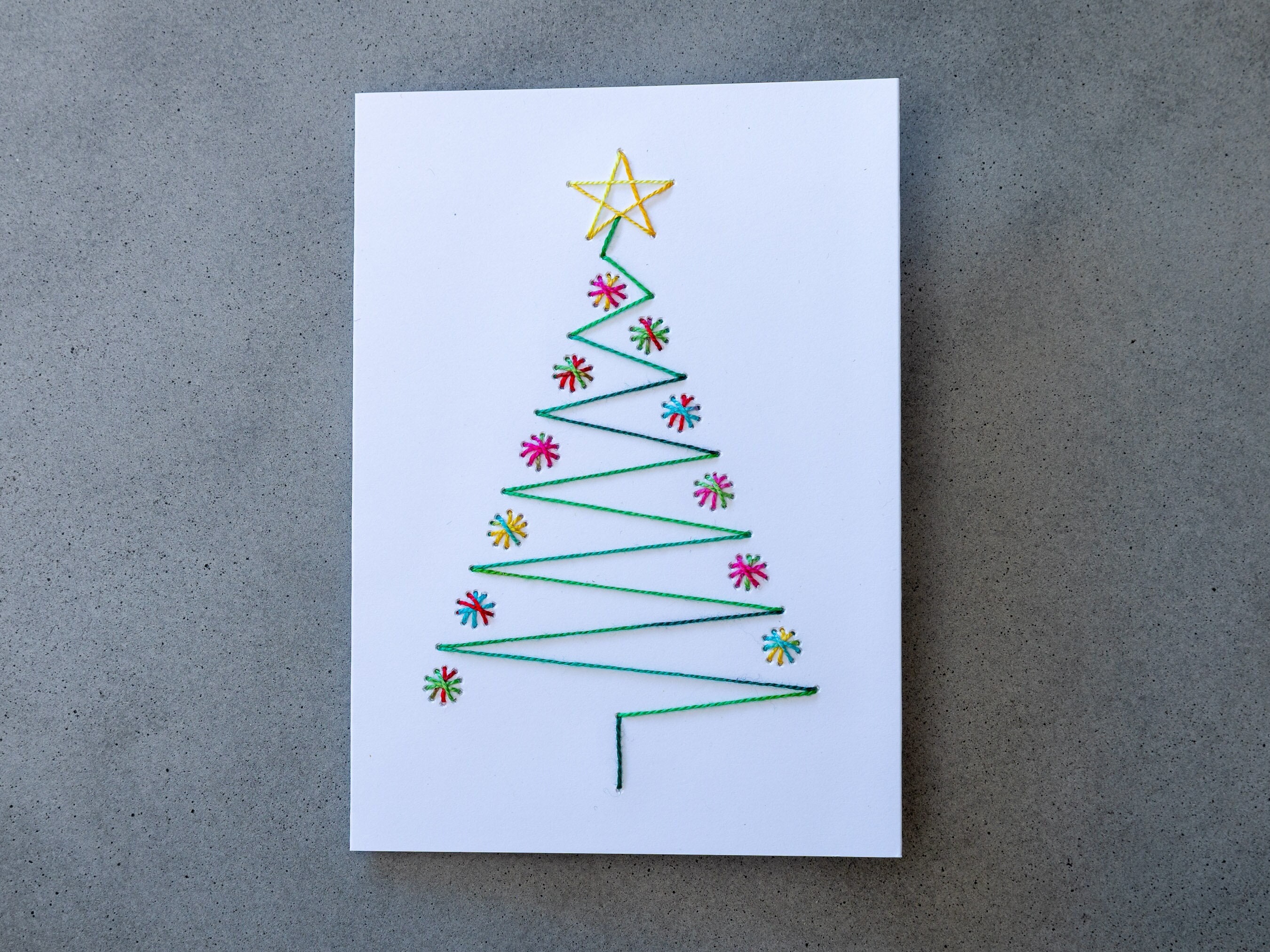 Christmas Card String Art Tree Hand Stitched Blank Inside - Etsy