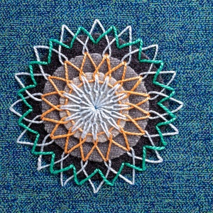 Hand Stitched Mini Quilt - 9 Unique Embroidered Wool Circles - Ready ...