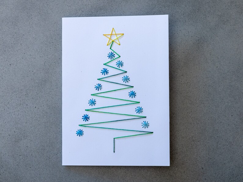 Christmas Card String Art Tree Hand Stitched Blank Inside - Etsy