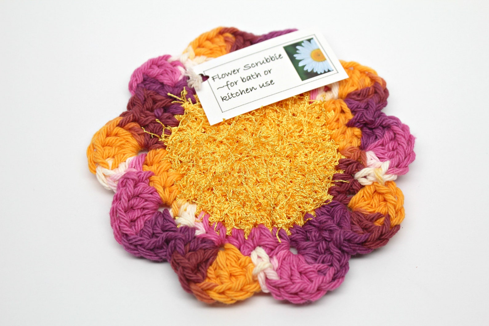 Crochet Flower Scrubbie- Exfoliating Scrubber- Makeup Remover- Kitchen ...