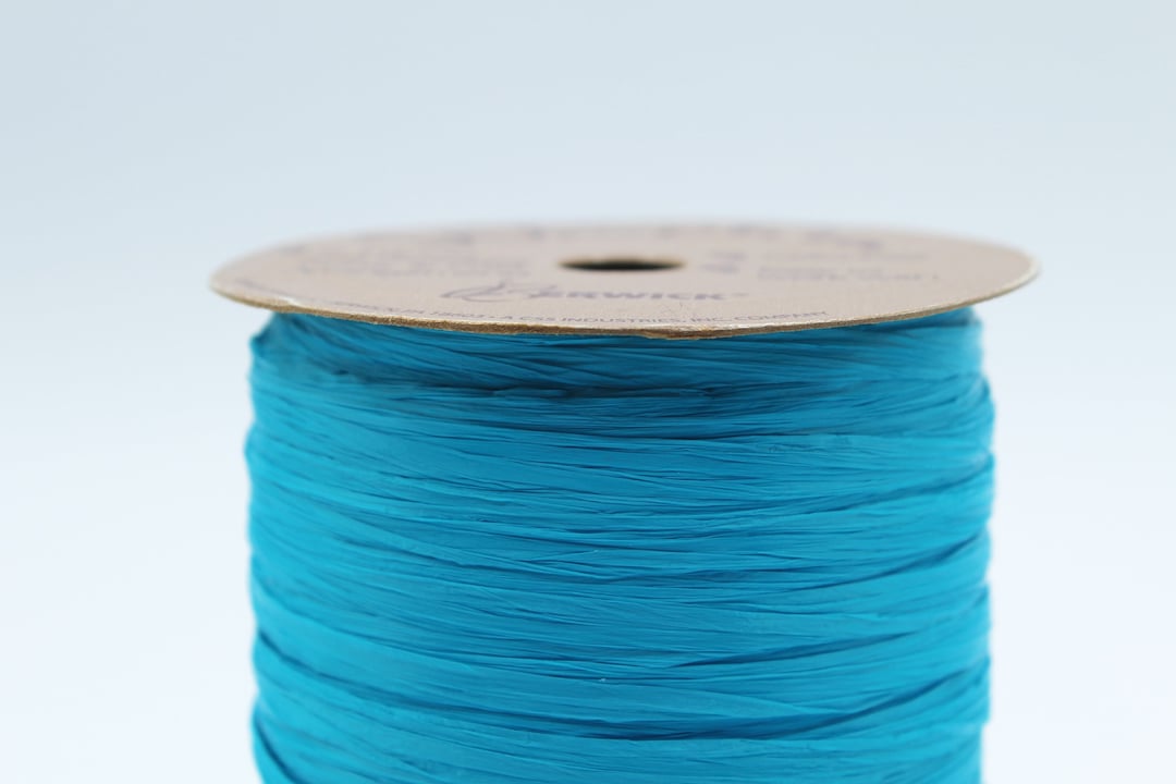 Aqua Blue Raffia Ribbon- Wraphia Brand- Synthetic Matte Ribbon by the ...