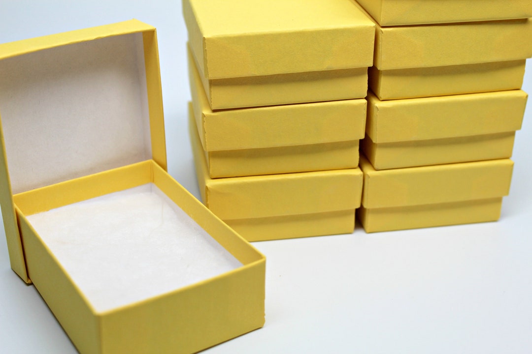 Gift Boxes- Kraft Jewelry Boxes- Yellow Storage Box With Lid- Recycled ...