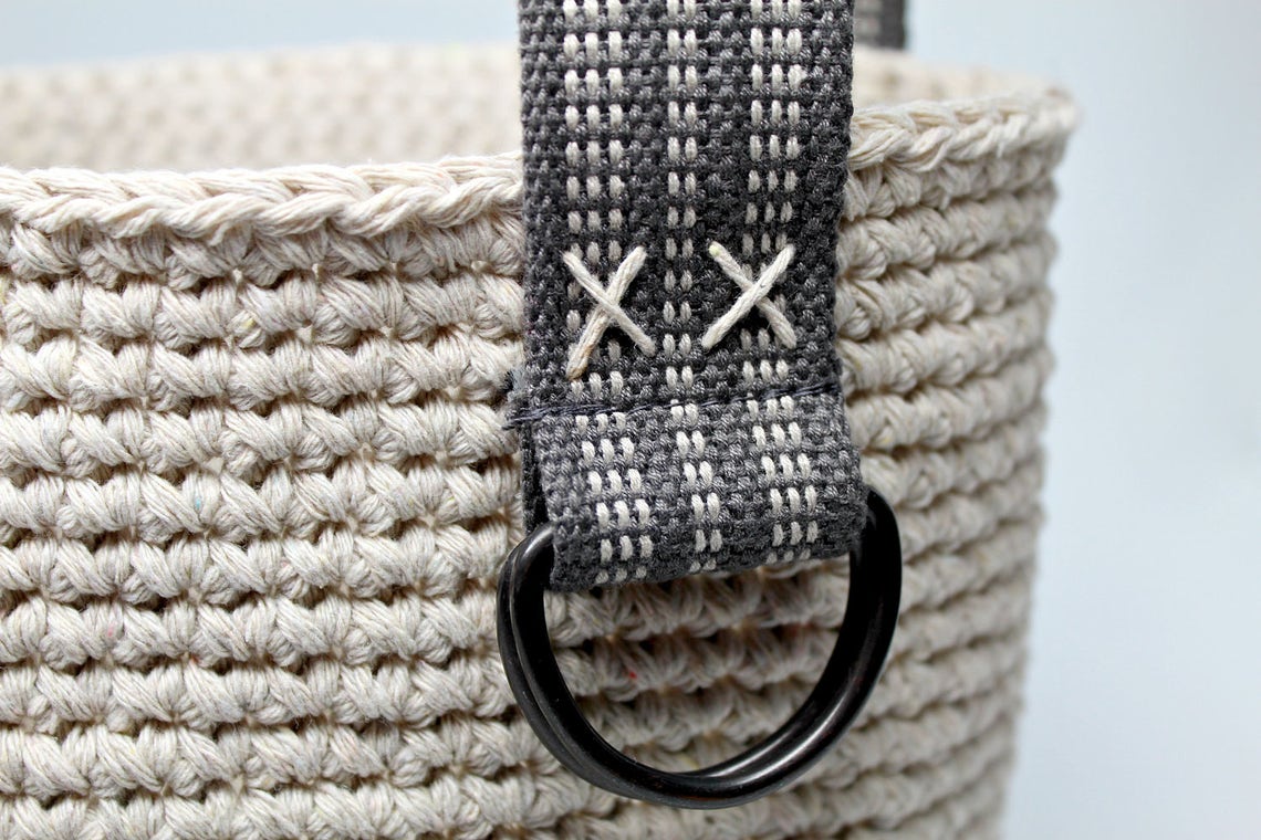 Crochet Storage Basket- Cotton String Basket- Round Basket- Medium ...