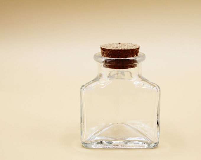 Small Triangle Shaped Bottle- Glass Bottle- Storage Jar With Cork Tops ...