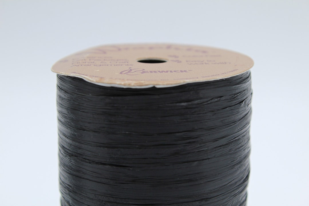 Black Raffia Ribbon- Wraphia Brand- Synthetic Matte Ribbon by the Spool ...