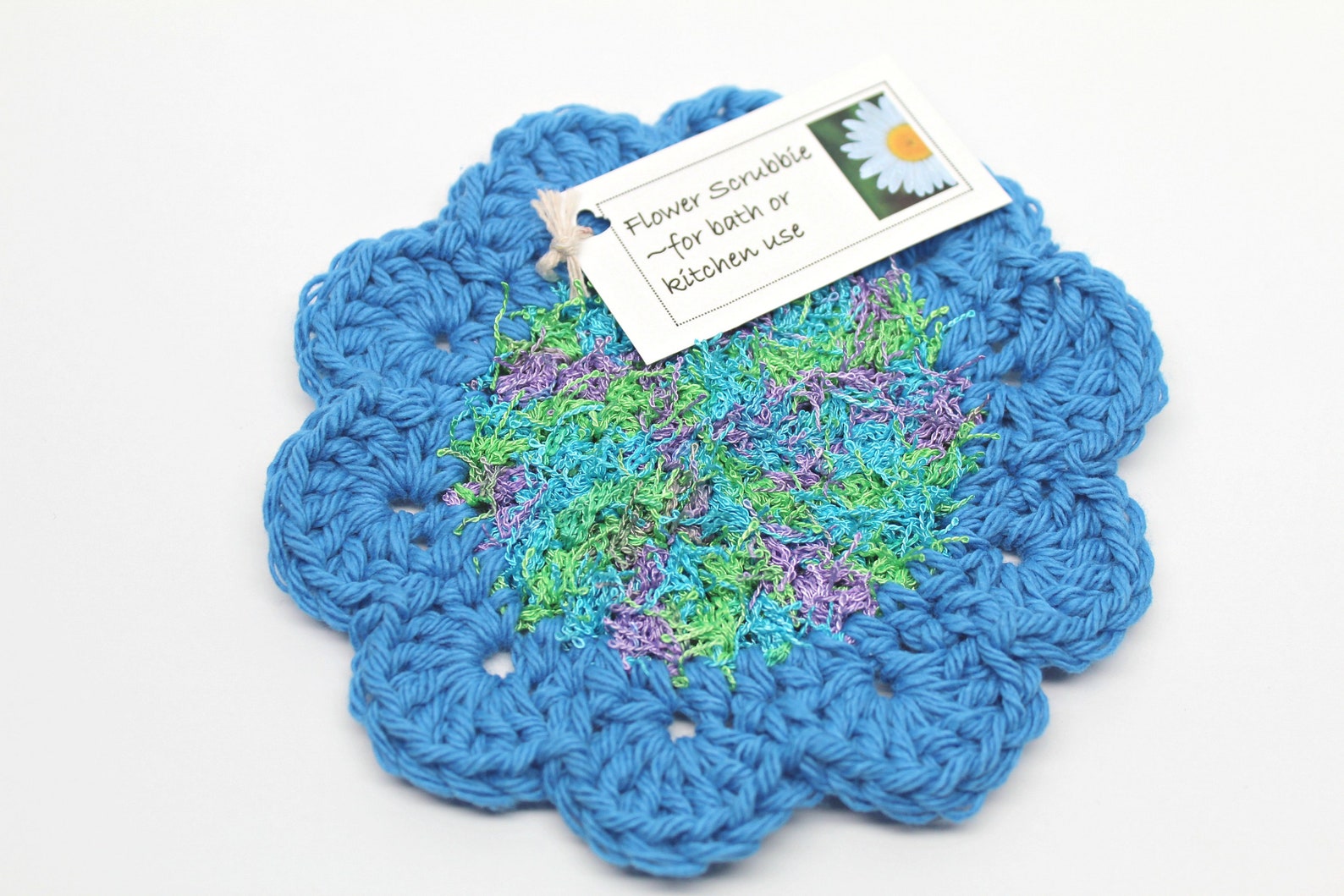 Crochet Flower Scrubbie- Exfoliating Scrubber- Makeup Remover- Kitchen ...