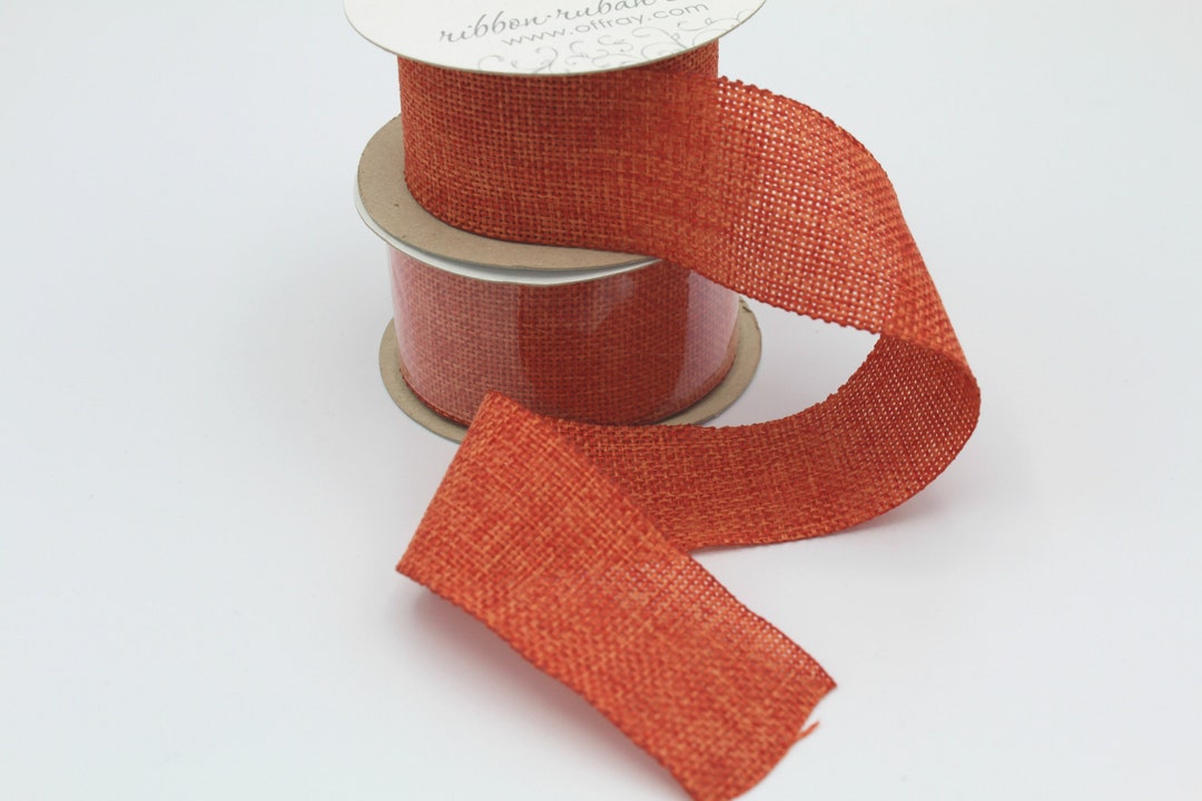 Orange Burlap Ribbon- Polyester Ribbon- Ribbon Roll- Ribbon by the ...