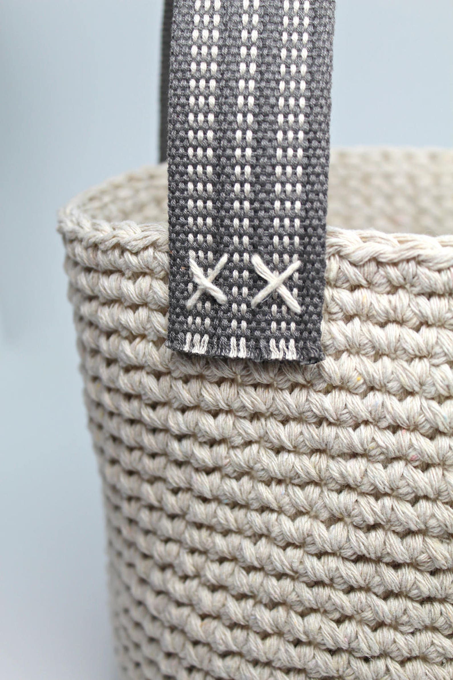 Crochet Storage Basket- Cotton String Basket- Round Basket- Medium ...