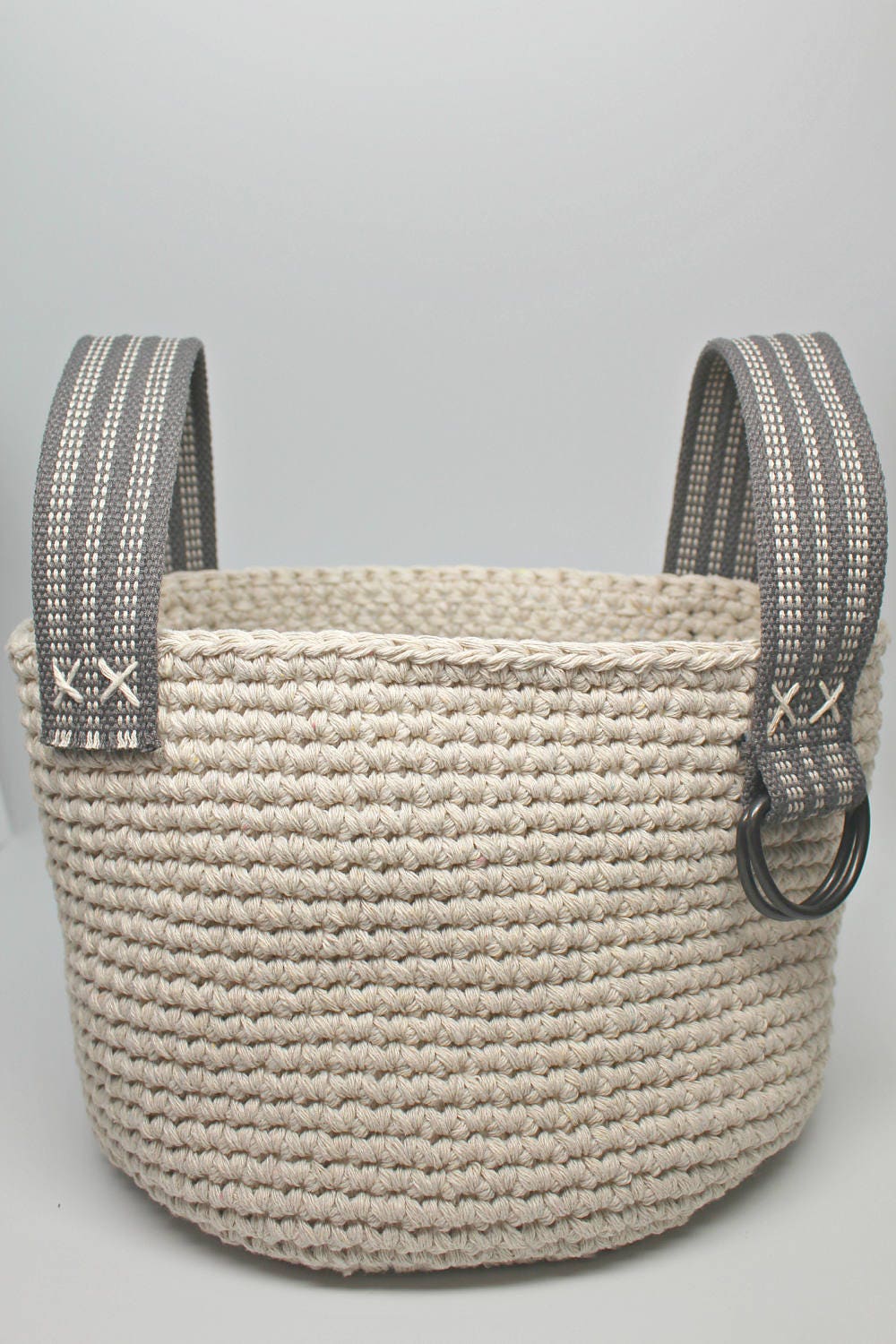 Crochet Storage Basket- Cotton String Basket- Round Basket- Medium ...