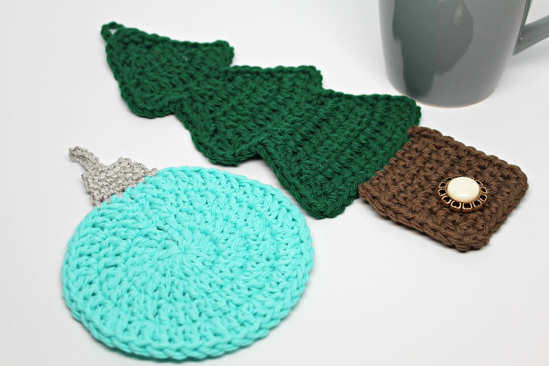 Christmas Mug Hug and Mug Rug- Coaster and Cozy- Mug Sleeve- Crochet ...