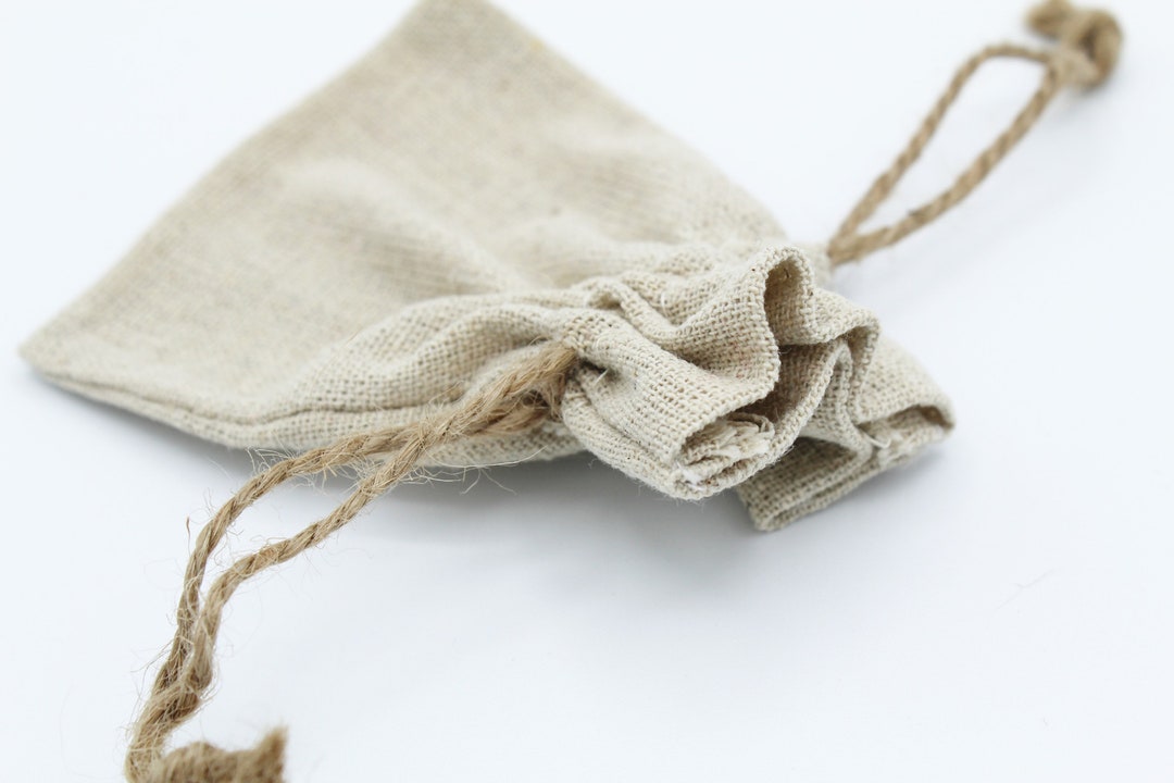 Natural Linen Bags- Gift Bags- 3 X 4 Drawstring Linen Bags- Party Favor ...
