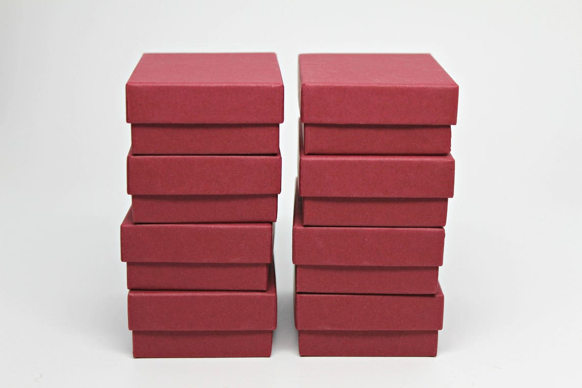 Kraft Jewelry Boxes- Gift Boxes- Burgundy- Storage Box With Lid ...