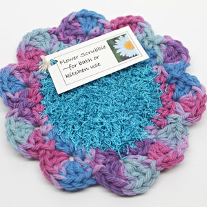 Crochet Flower Scrubbie- Exfoliating Scrubber- Makeup Remover- Kitchen ...