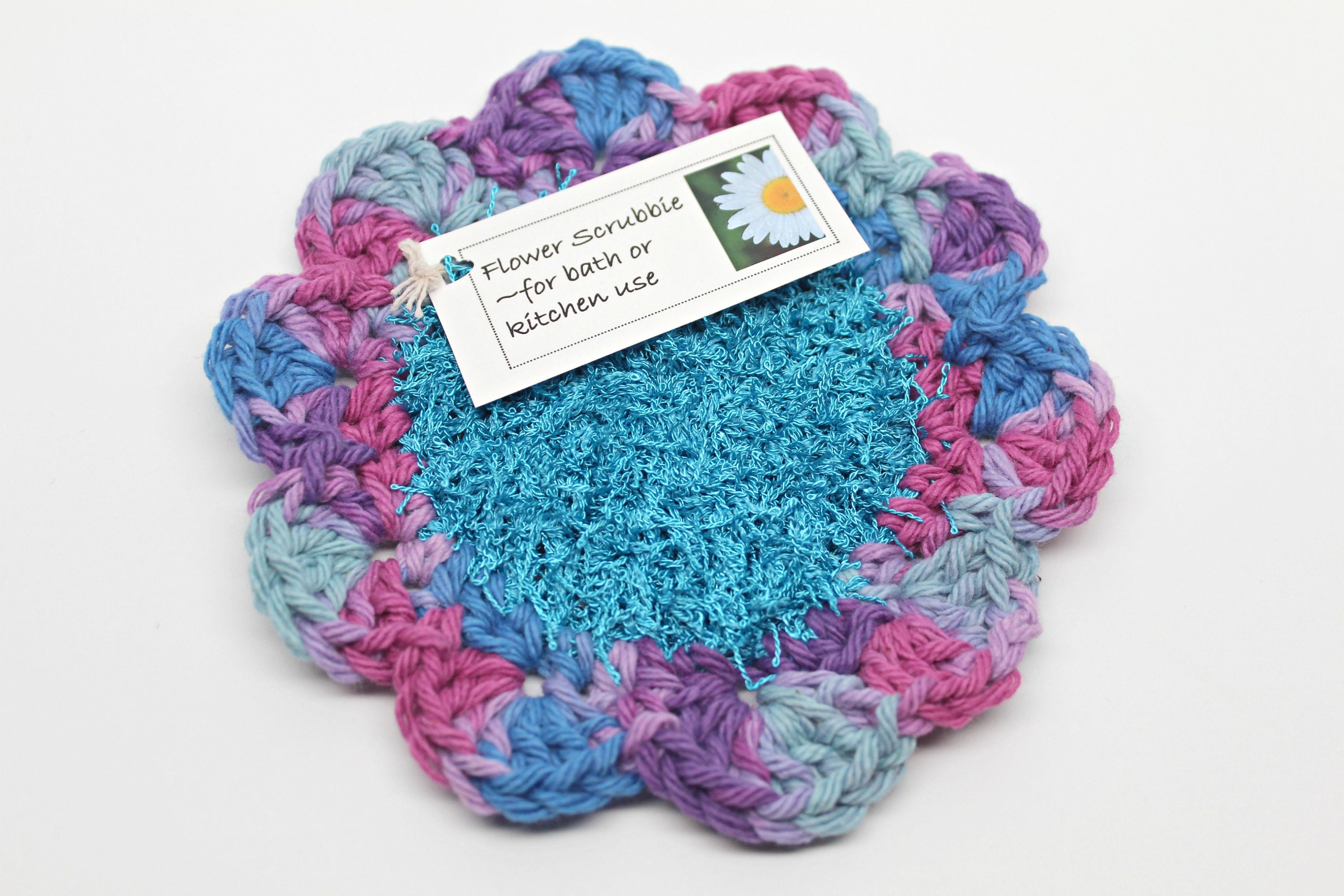 Crochet Flower Scrubbie- Exfoliating Scrubber- Makeup Remover- Kitchen ...