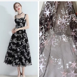 Star Pattern Fabric, Embroidered Tulle Fabric, Illusion Gowns Lace ...