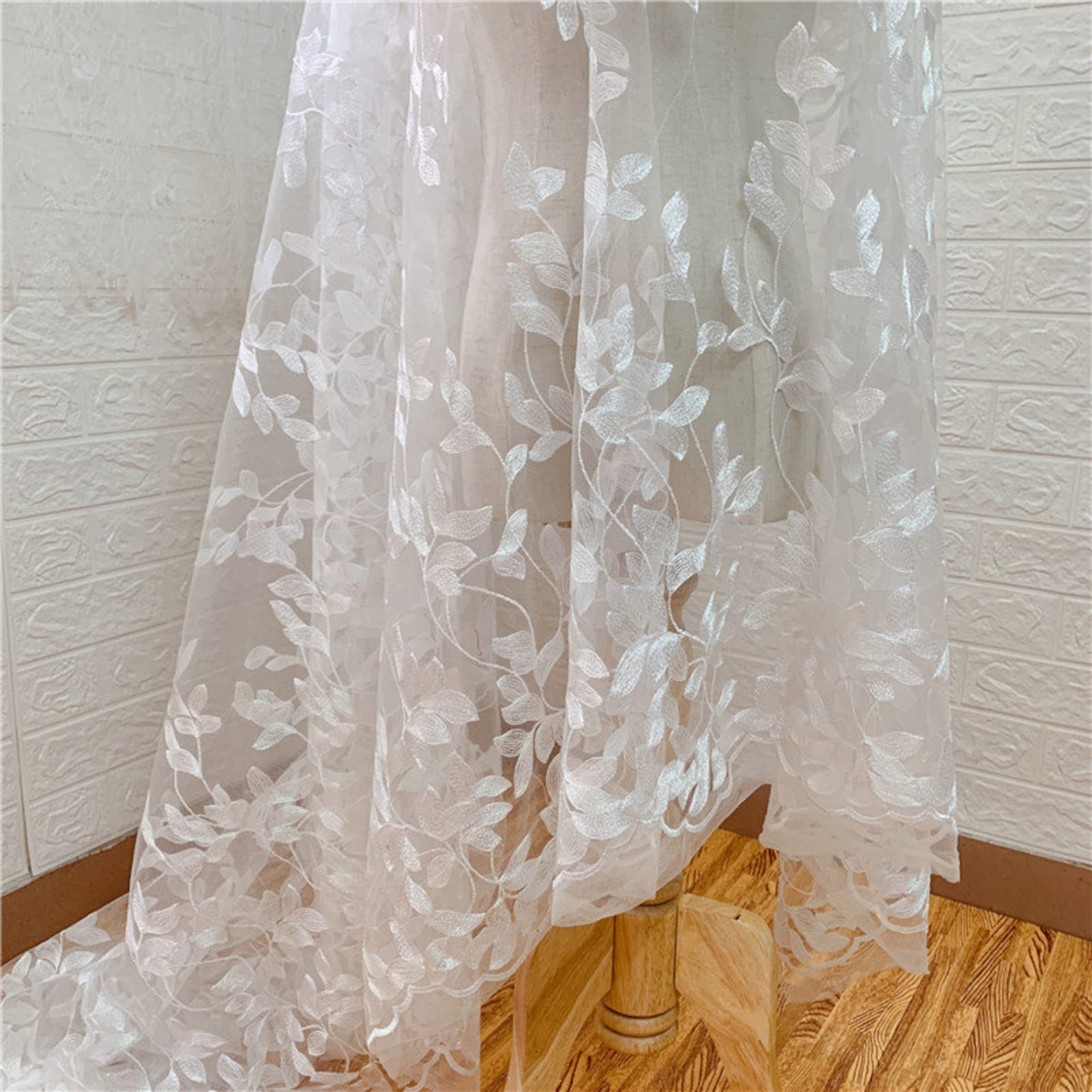 Stunning Leaf Overlay Tulle Fabric Embroidery Lace Fabric for - Etsy