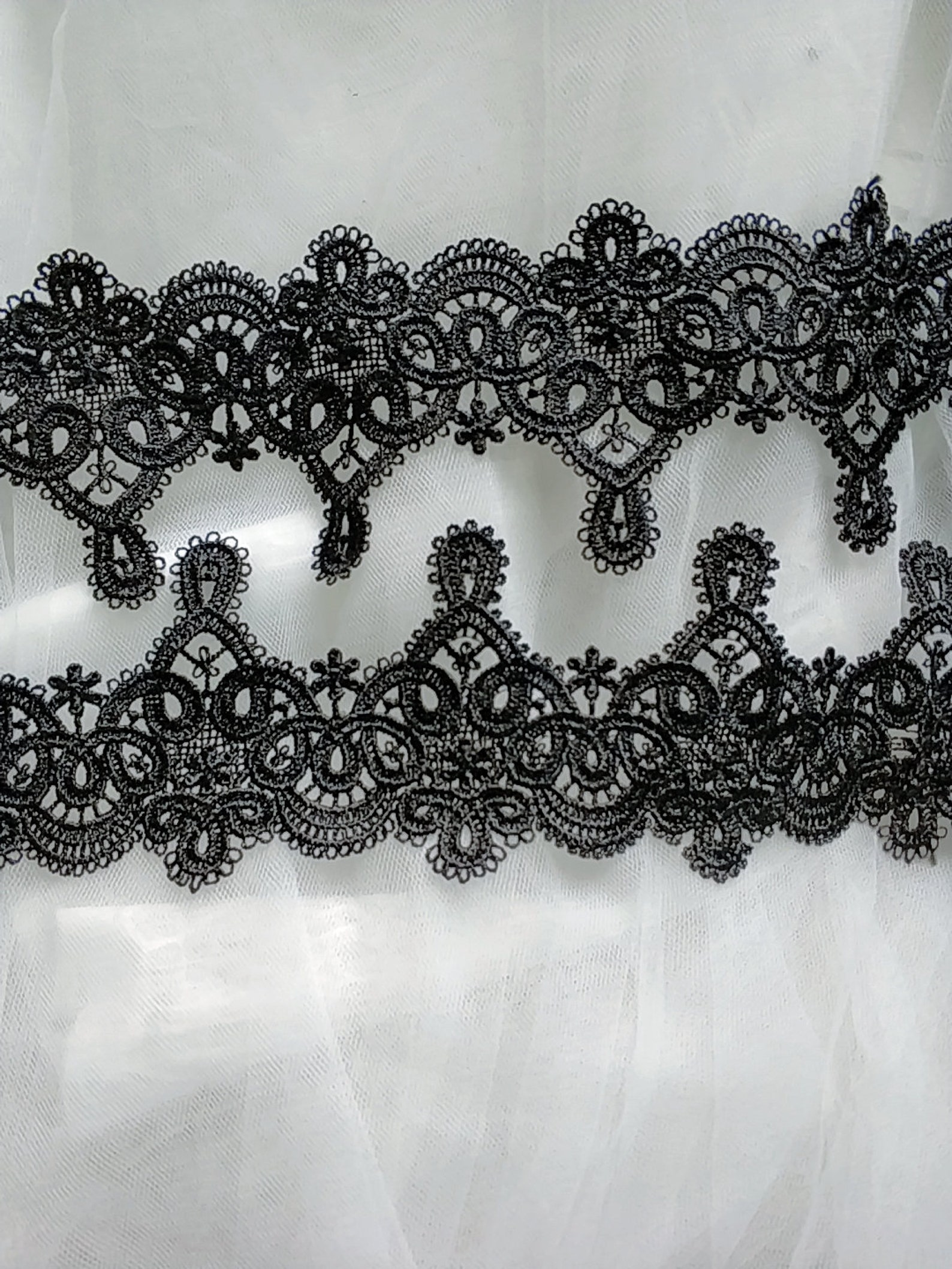 Black Venice Lace Trim Retro Rococo Lace Black Bridal Lace | Etsy
