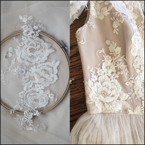 Gorgeous Embroidery Flower Lace Applique Large Flowers Lace | Etsy