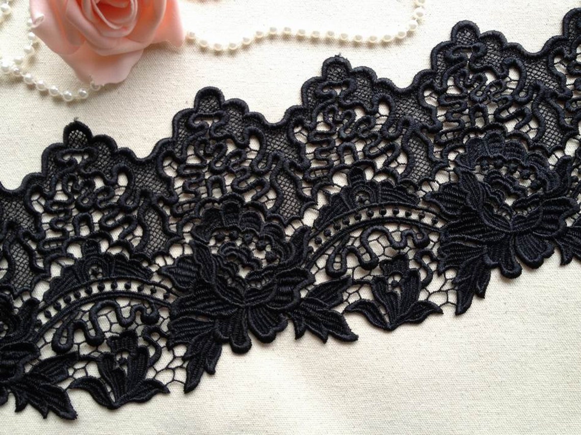 Gorgeous Black Venice Lace Vintage Rose Lace Trim for Altered - Etsy